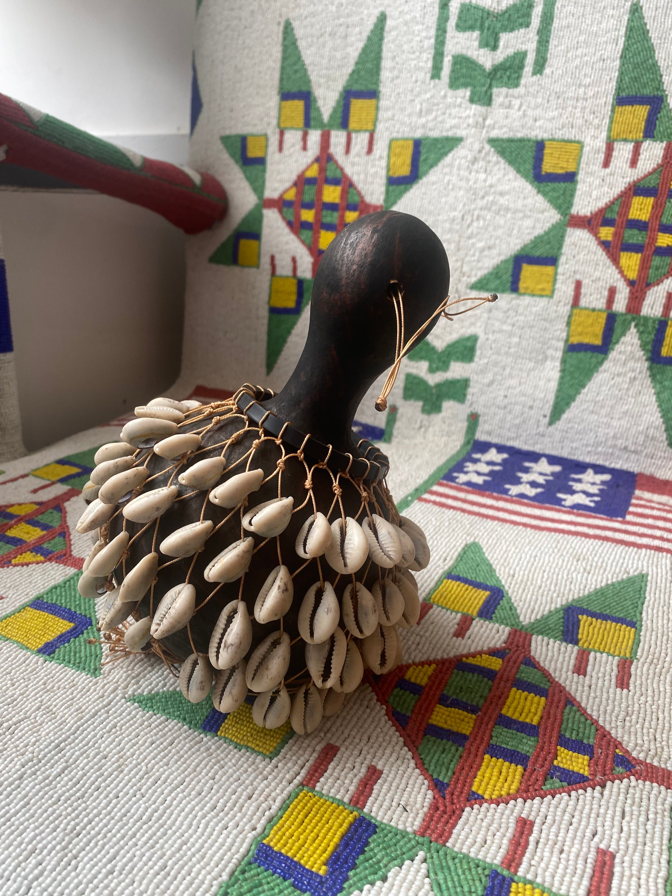 African Shekere, Shaker/ Ichaka African Cowrie Shell Shaker Musical ...