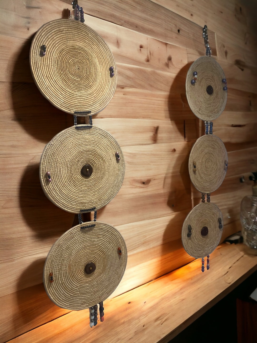 African Raffia Mat Wall Hanging Decor Raffia Handmade Woven Beaded Mats ...