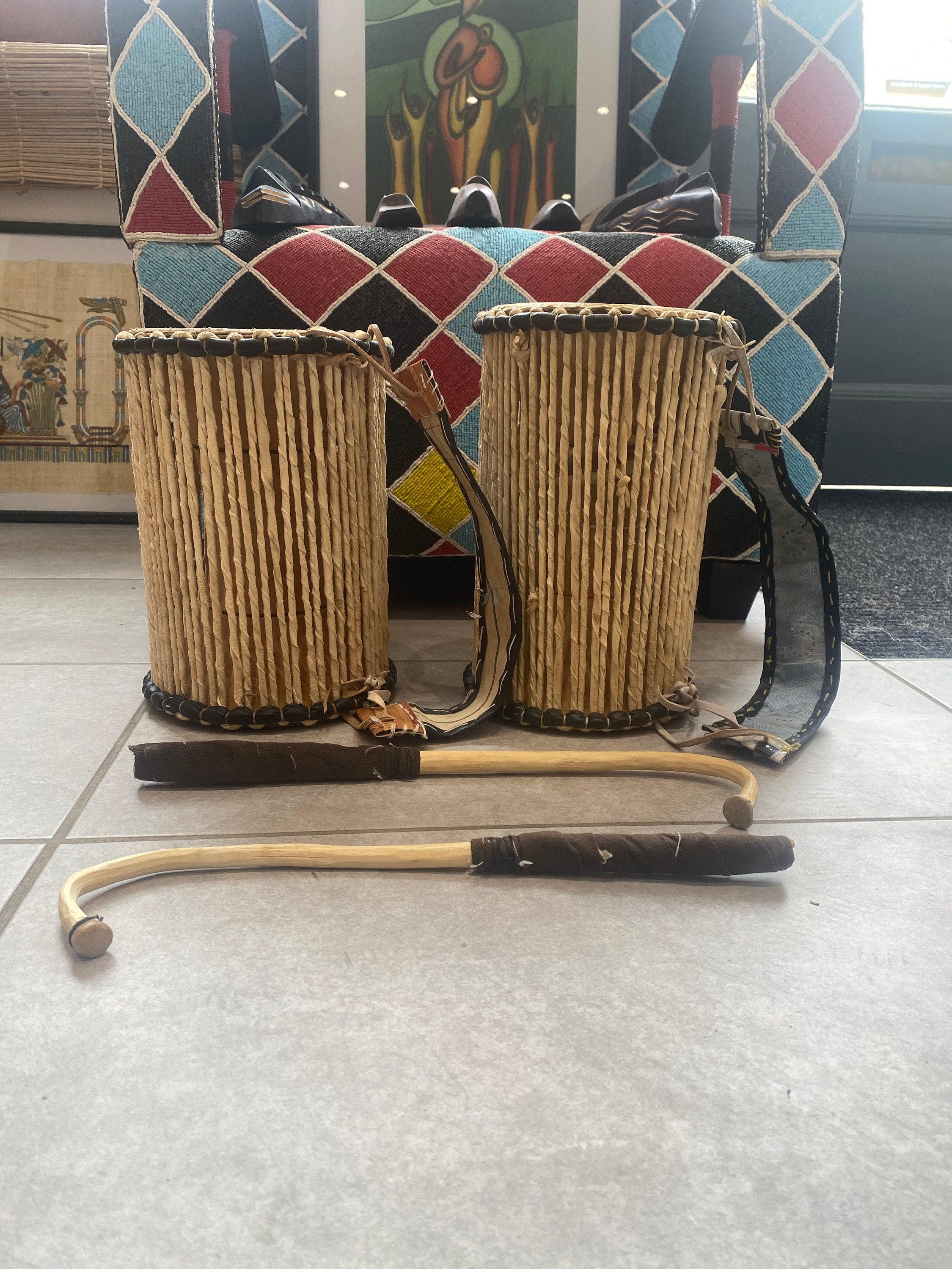 African Talking Drum Gangan Authentic African Tribal Drum Handmade and ...