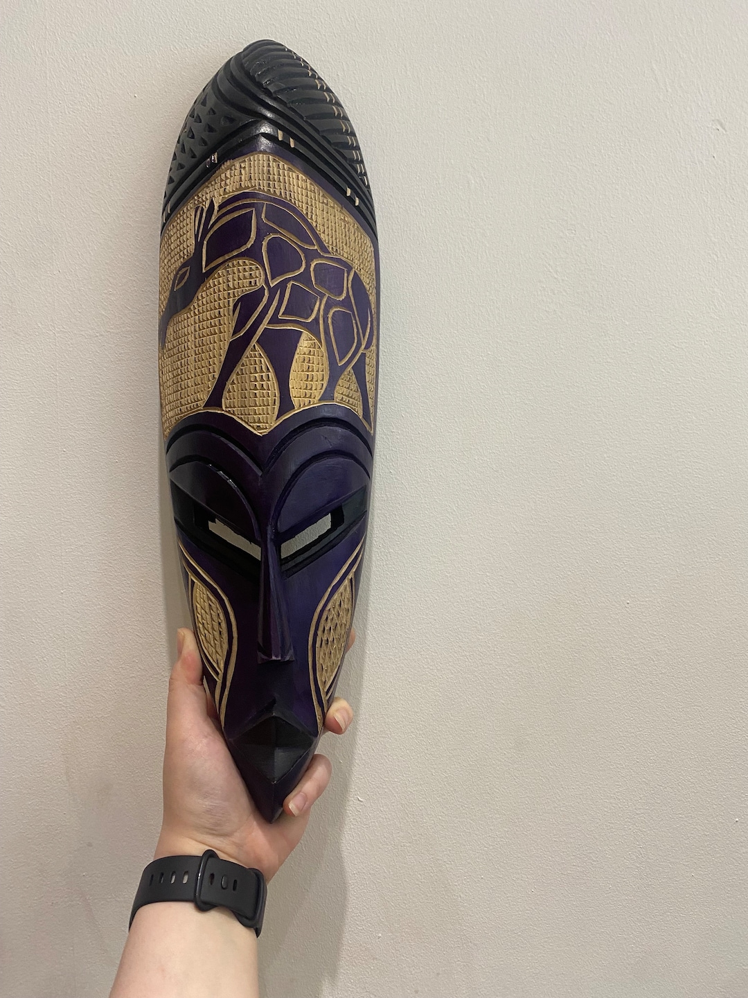 African Giraffe Mask Tribal Wooden Mask Carving Wooden Sculpture ...