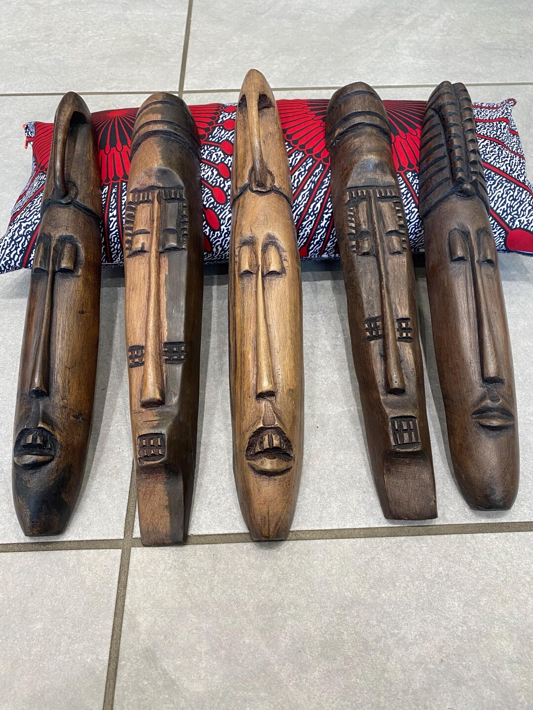 Handcarved African Masks Home Face Statue Wallhanging a Handmade Wooden ...