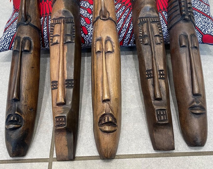 Handcarved African Masks Home Face Statue Wallhanging a Handmade Wooden ...