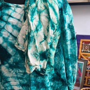 Womens Silk Kampala Handball Dress Green and White Handmade From ...