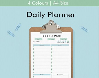 PRINTABLE Day Planner A4 Size Minimalist Green Design to - Etsy UK