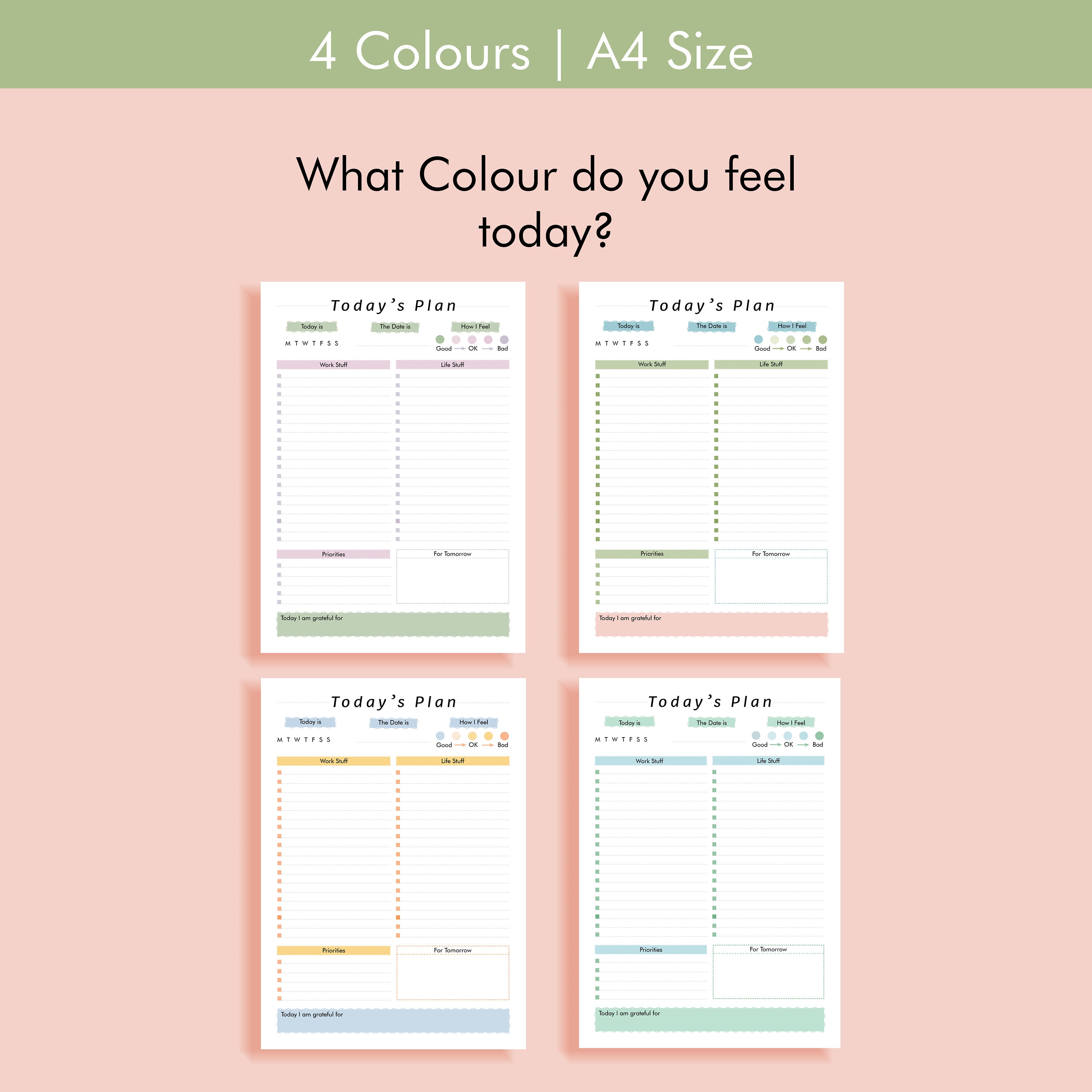 PRINTABLE Day Planner A4 Size Minimalist Green Design to - Etsy UK