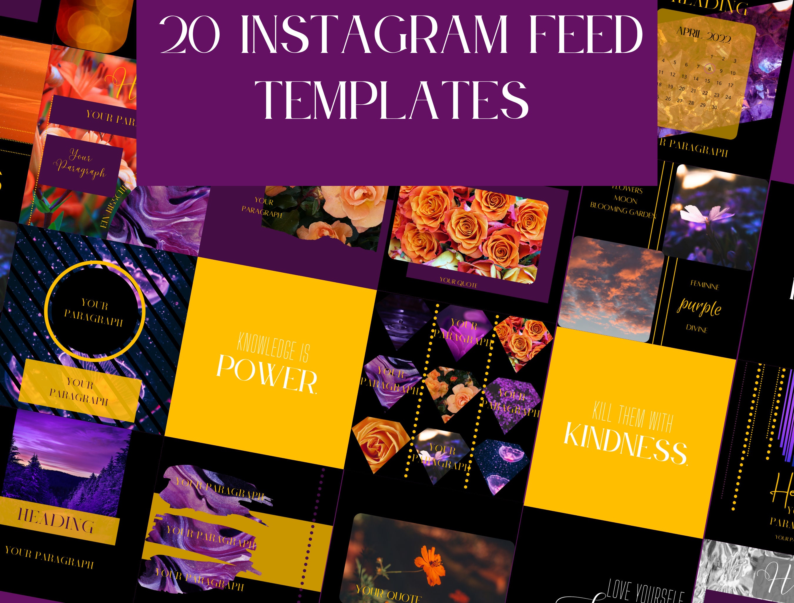 Instagram Bundle Template for Canva, Instagram Posts, Instagram Stories ...