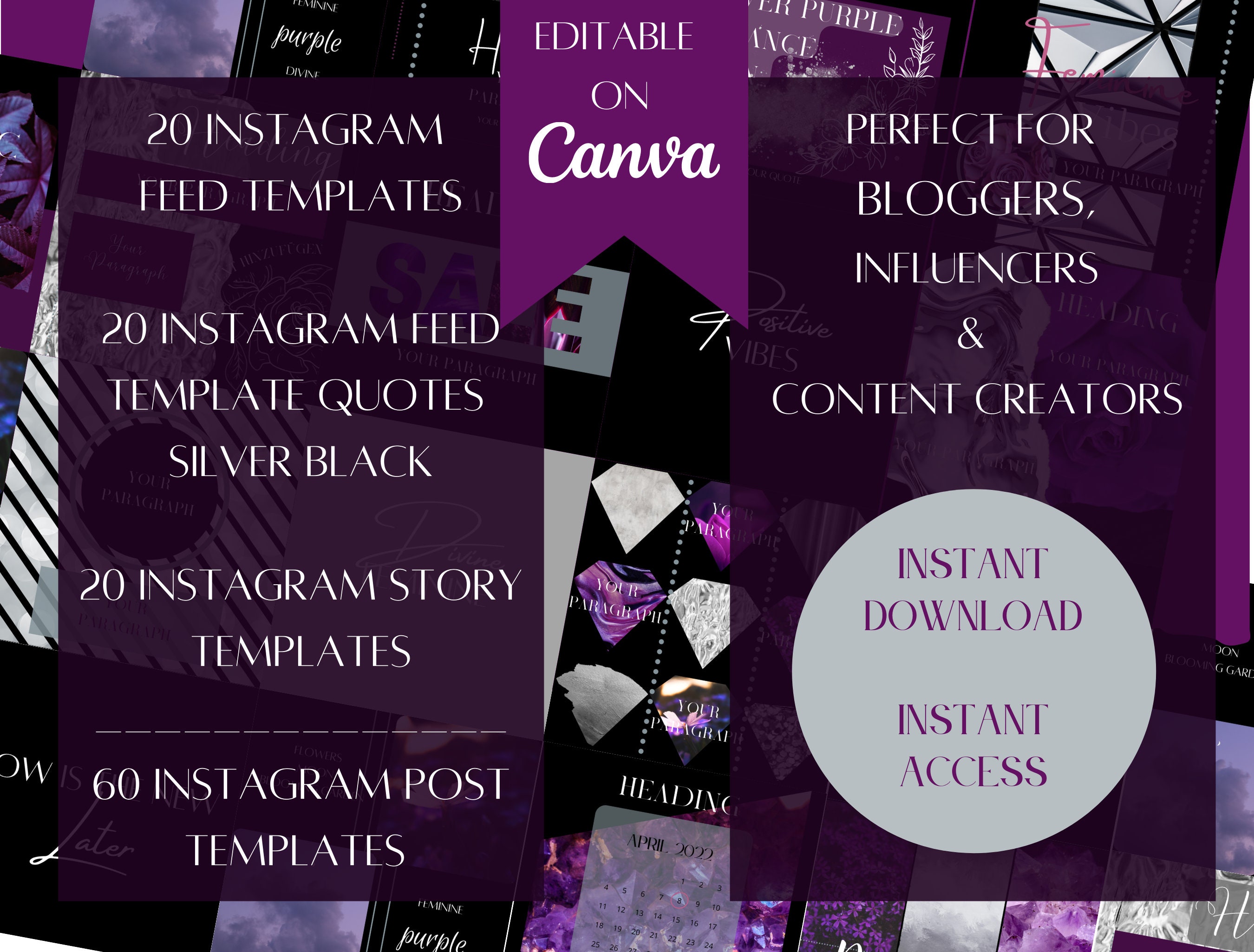 Instagram Bundle Template for Canva, Instagram Story Template, Media ...