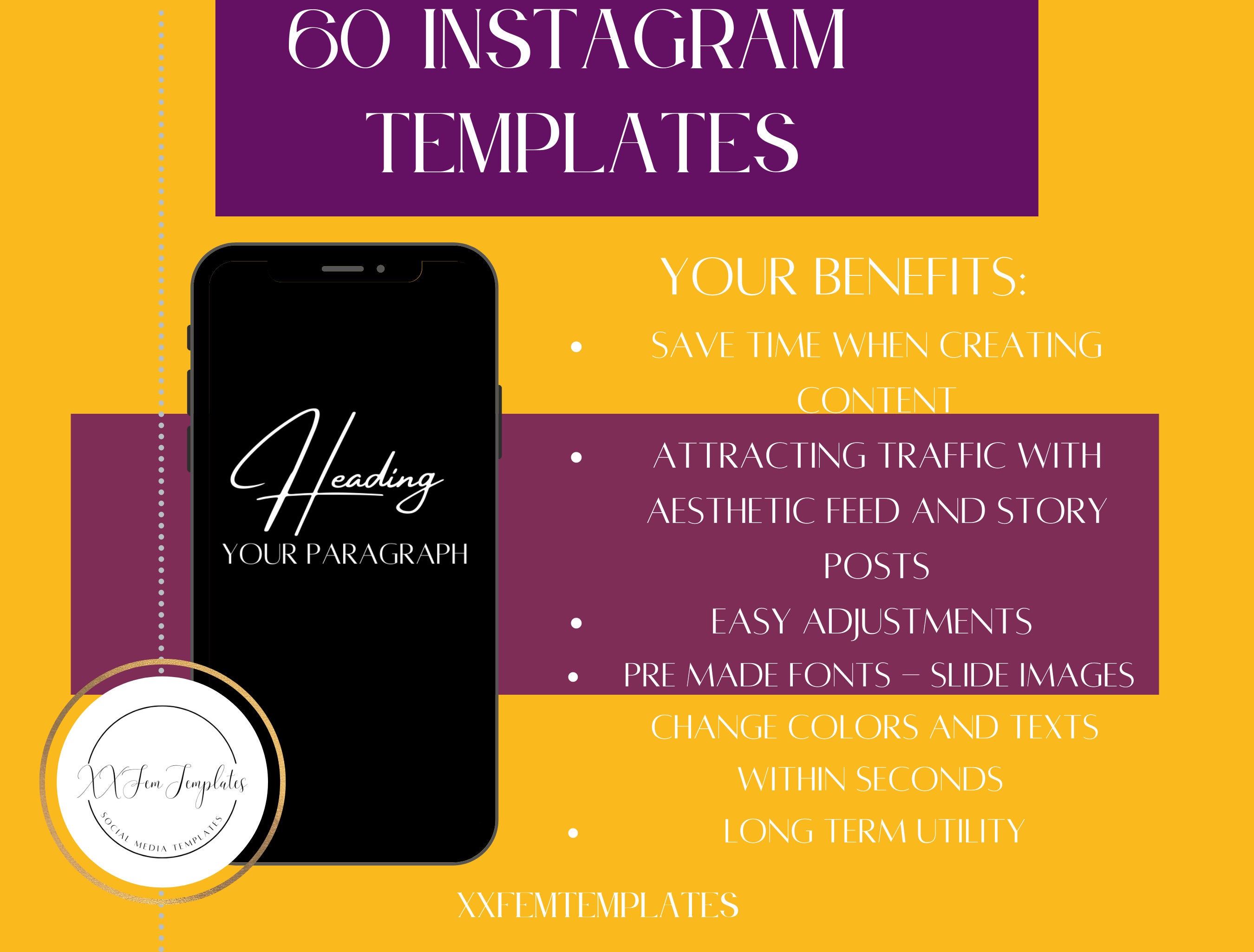 Instagram Bundle Template for Canva, Instagram Posts, Instagram Stories ...