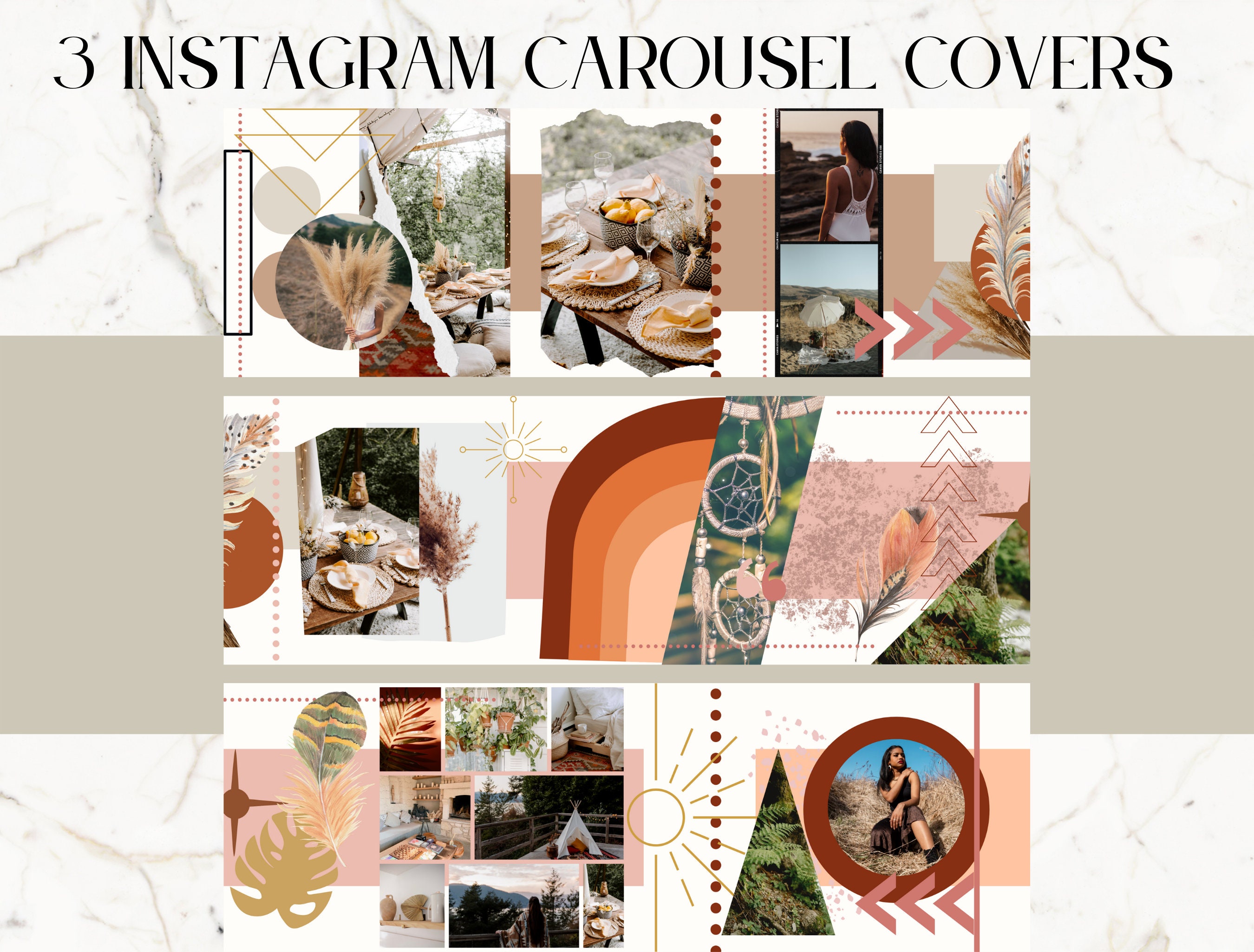 IG Carousel Templates Boho, Instagram Template Canva, Engagement ...