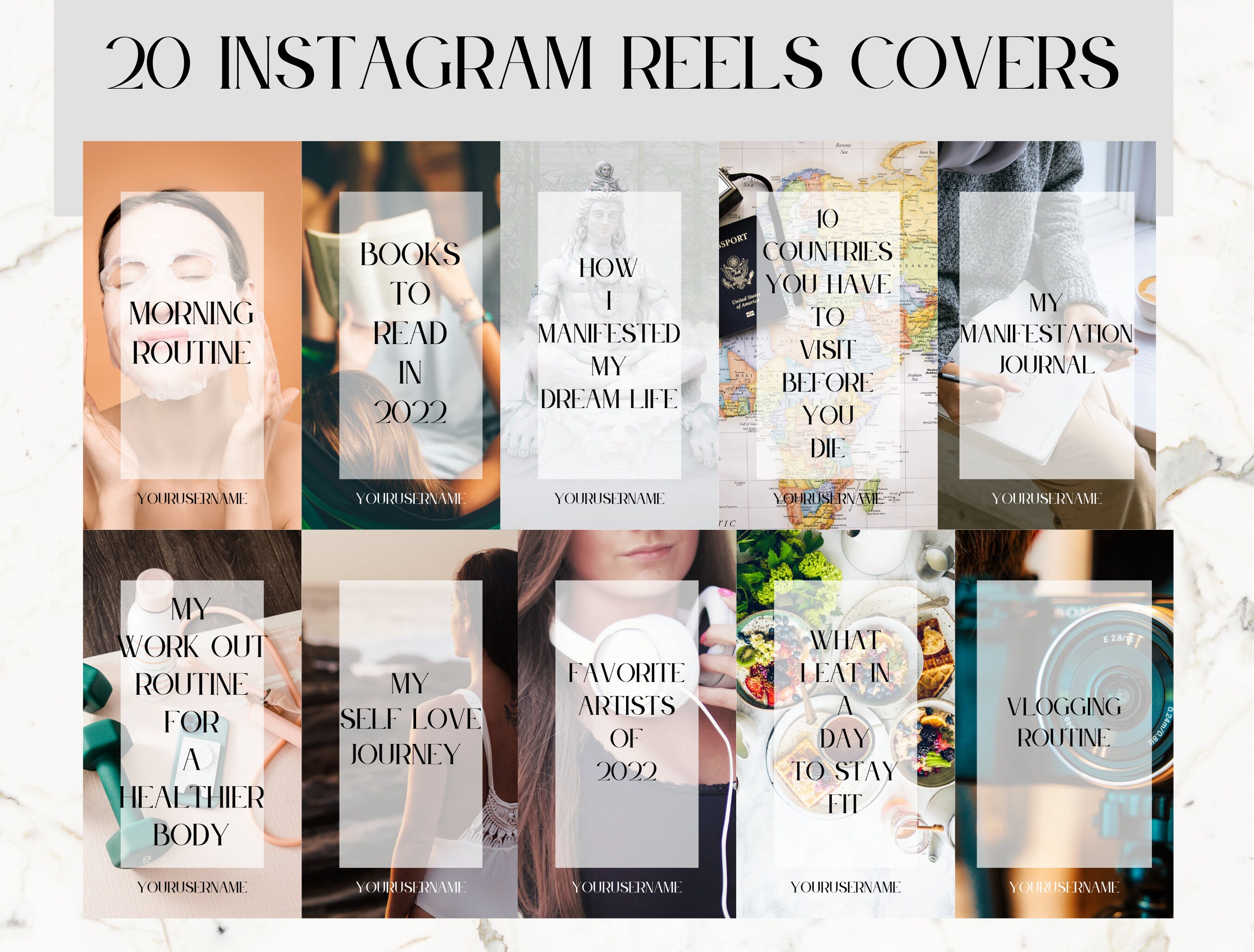 20 Instagram Reel Cover Templates, Editable Canva Templates for ...