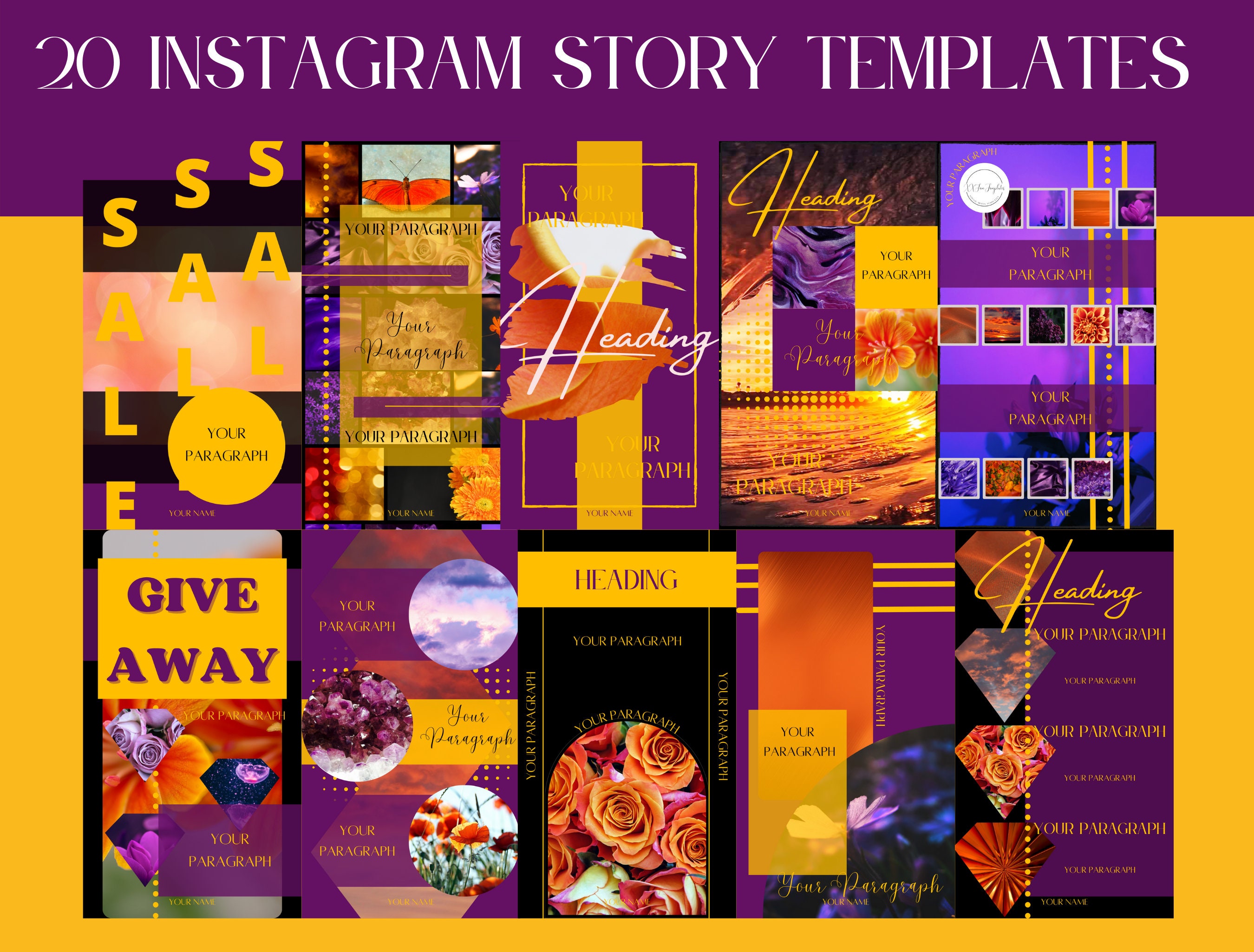 Instagram Bundle Template for Canva, Instagram Posts, Instagram Stories ...
