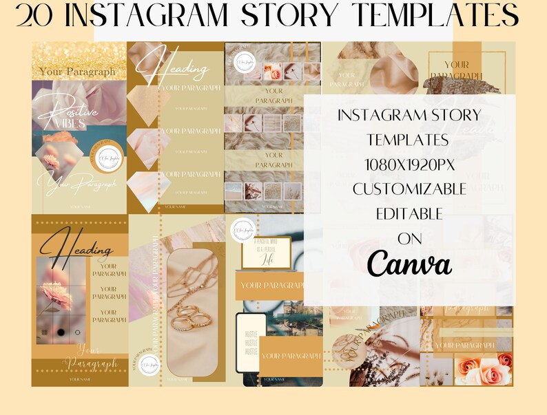 Instagram Bundle Template for Canva, Instagram Posts, Stories, Feeds ...