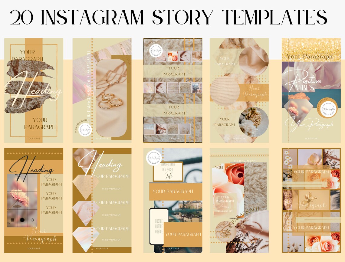 Instagram Bundle Template for Canva, Instagram Posts, Stories, Feeds ...