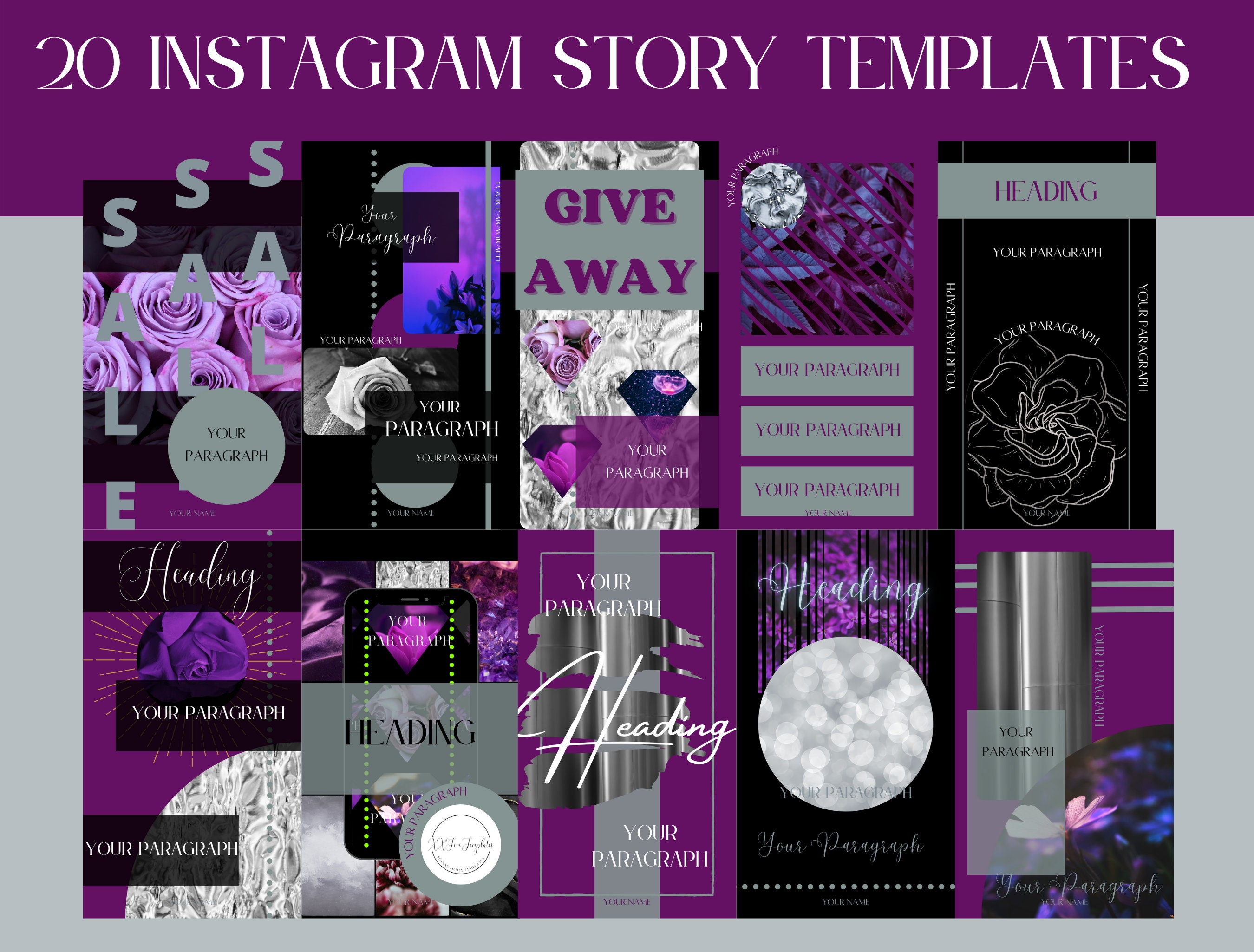 Instagram Bundle Template for Canva, Instagram Story Template, Media ...