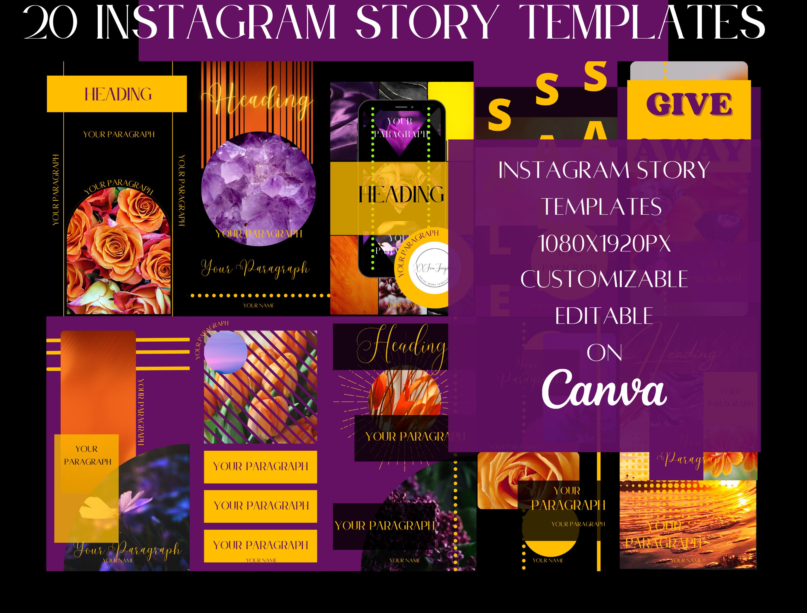 Instagram Bundle Template for Canva, Instagram Posts, Instagram Stories ...