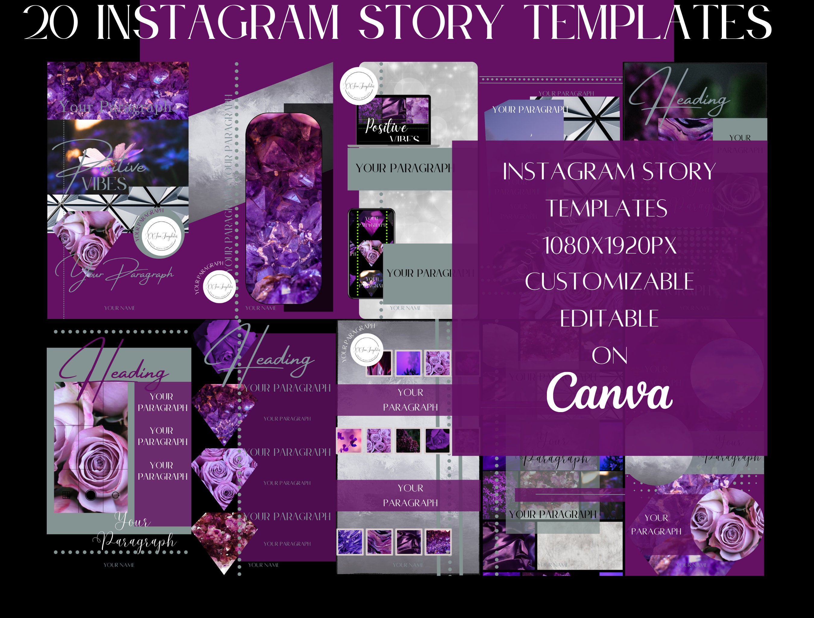 Instagram Bundle Template for Canva, Instagram Story Template, Media ...