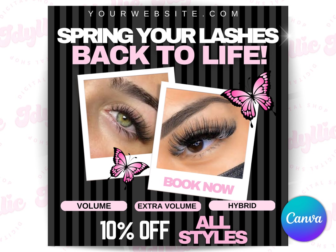 Spring Lash Flyer, Spring Sale Flyer, Canva Template, April Booking ...