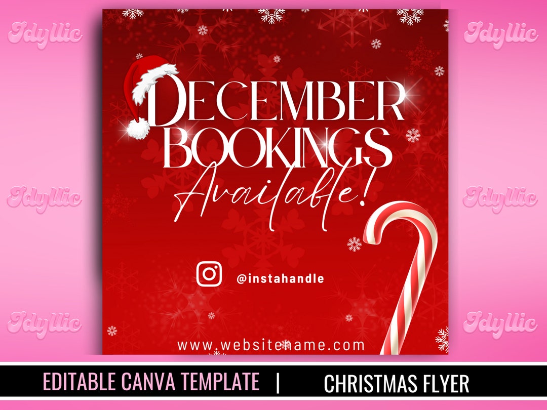 Christmas Flyer | December Bookings Flyer | Holiday Flyer Canva ...