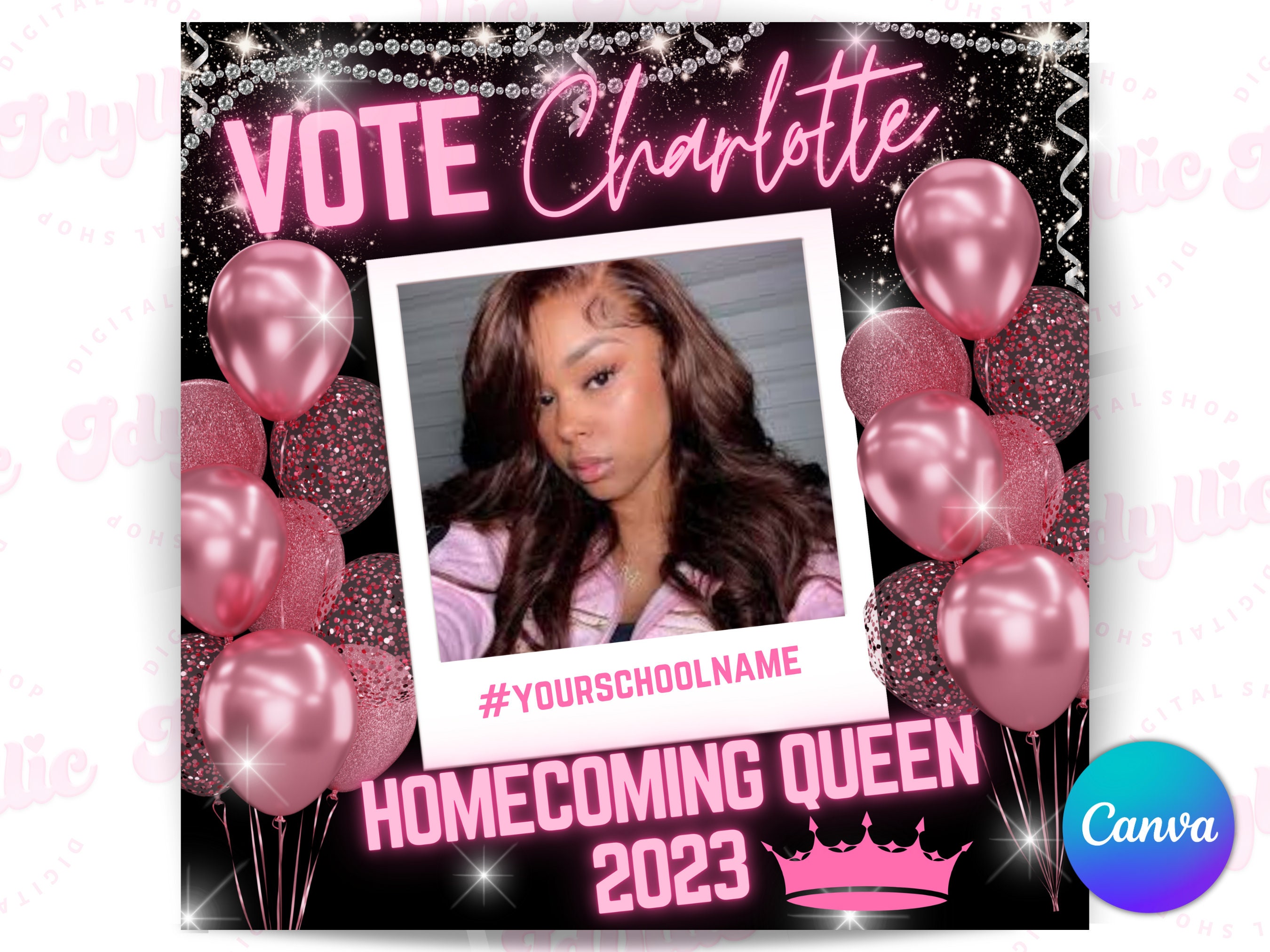Homecoming Queen Flyer Diy Vote For Me Election Social Media Etsy