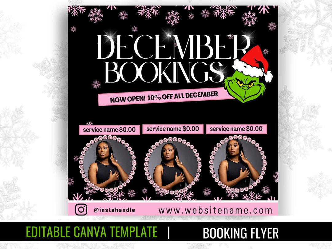 Grinch Christmas Flyer December Bookings Flyer Booking Flyer ...