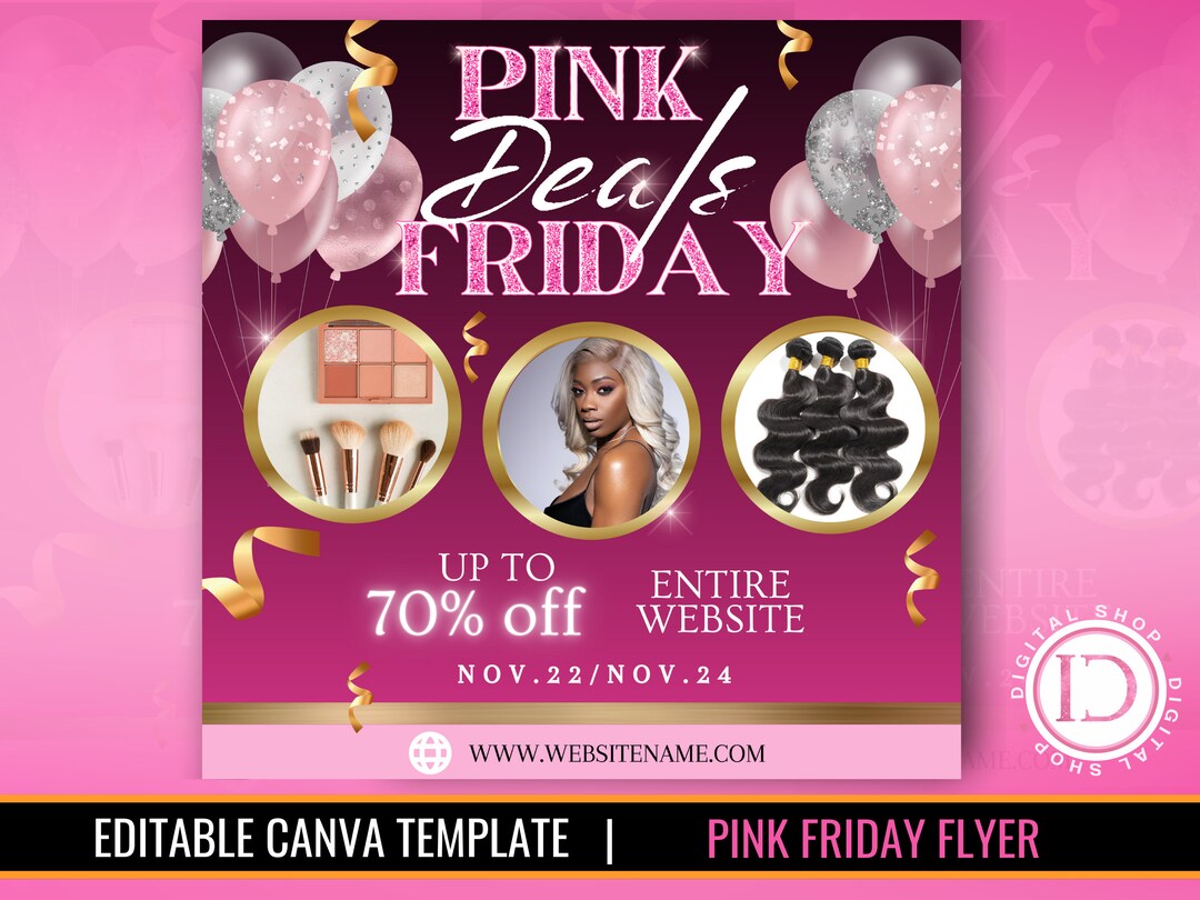 PINK FRIDAY Sale Flyer | Pink Friday Canva Template Flyer | DIY Canva ...