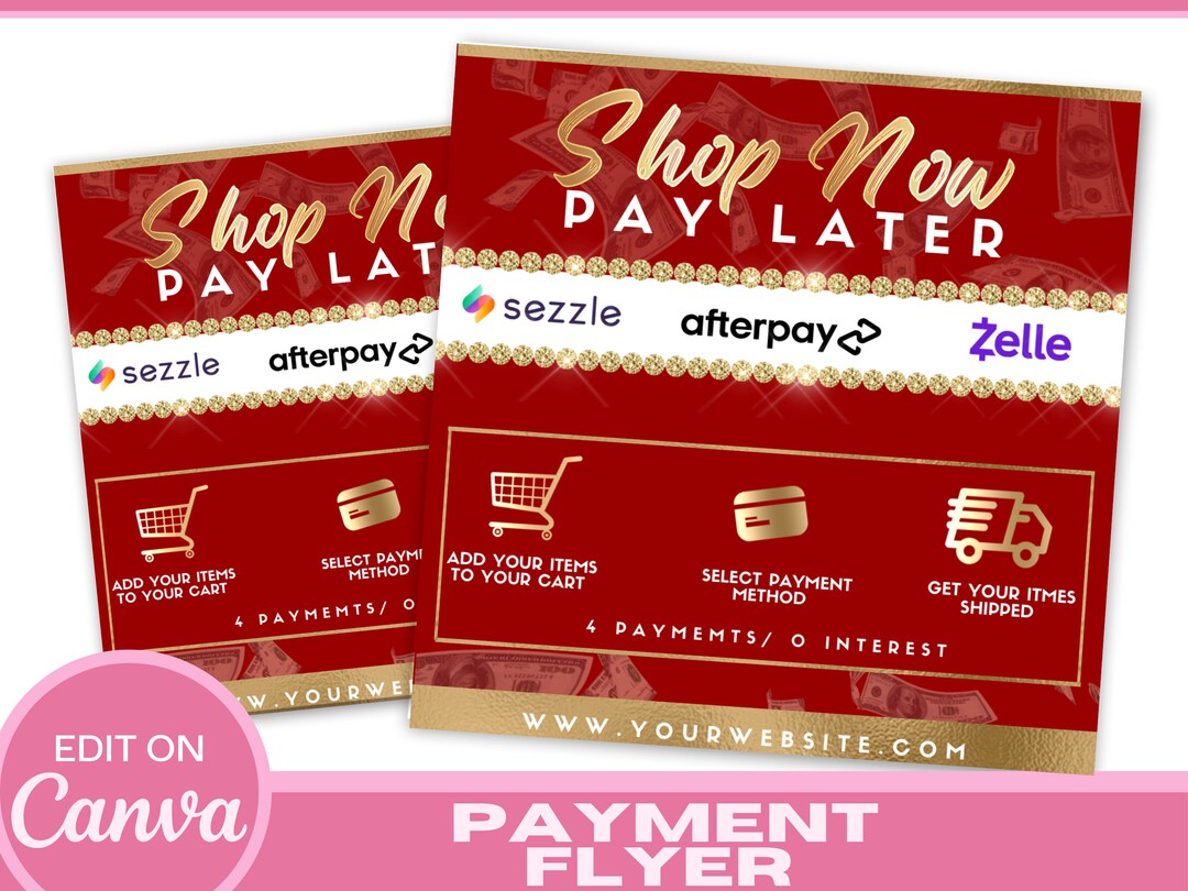 SHOP NOW Pay Later Flyer Template, Sezzle Flyer, Zelle Flyer, After Pay ...