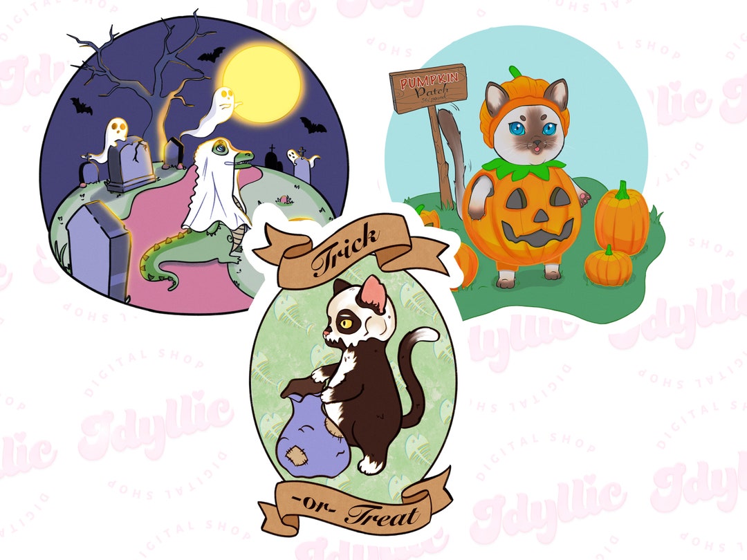 Halloween Clip Art Bundle | Halloween Sticker Png | Clip Art | Sticker ...