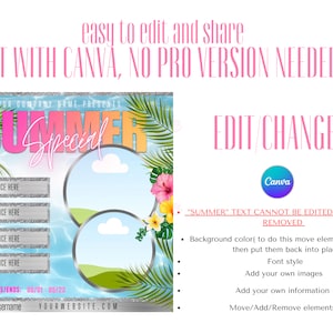Summer Sale Flyer, Summer Hair Sale Flyer, June Bookings Flyer, Lash ...