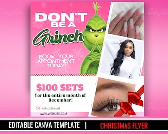 Grinchmas Flyer Template | Christmas Lash Special Flyer | December ...