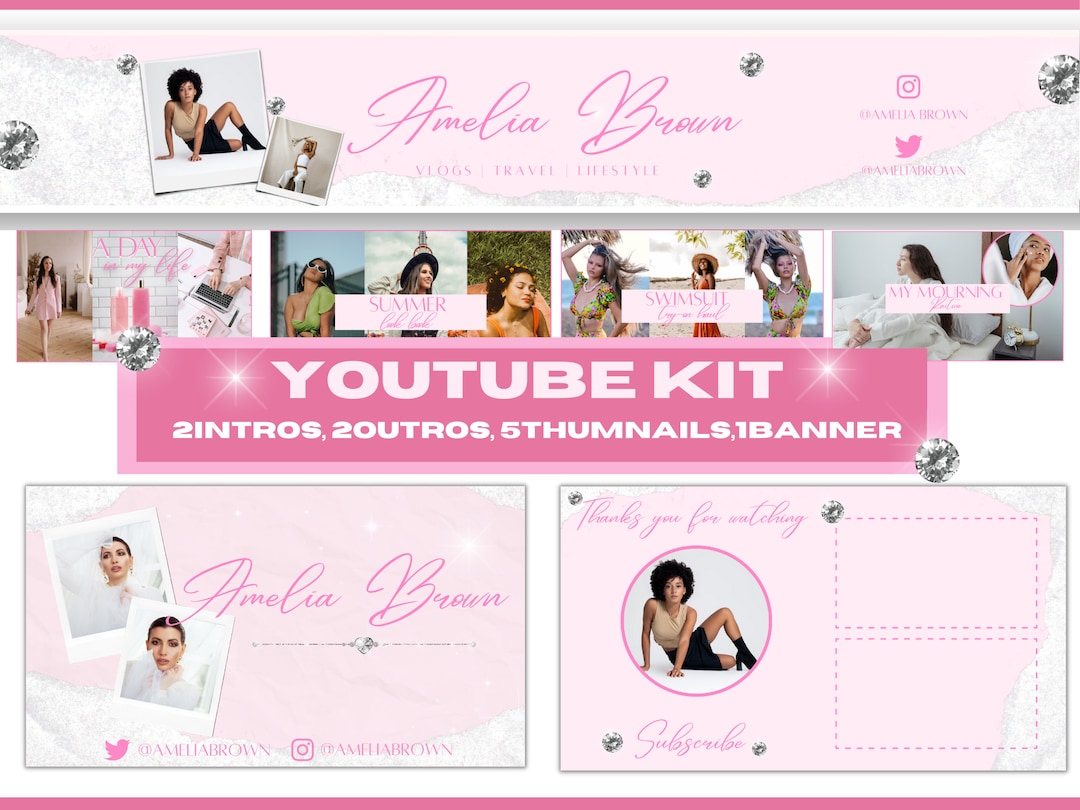 Pink Youtube Intro | Youtube Branding Kit | Youtube Intro | Editable ...