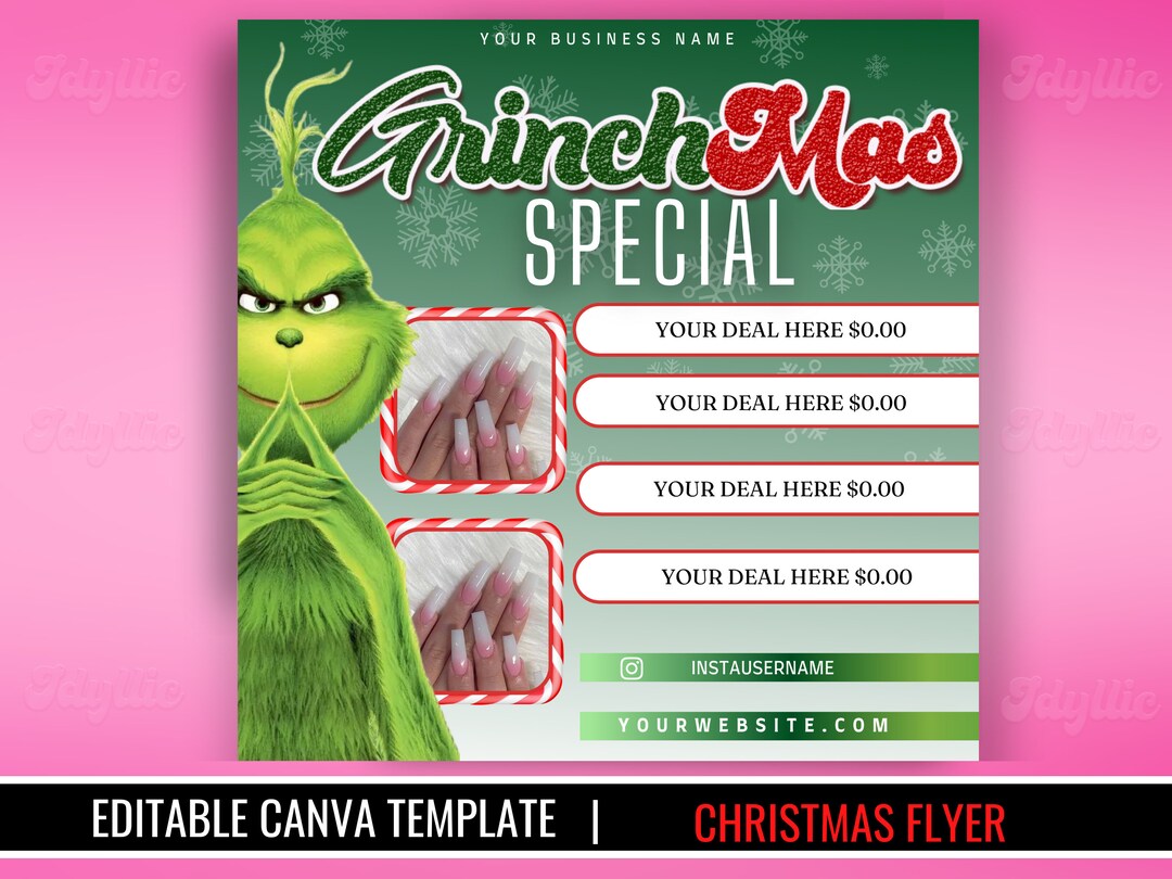 Grinch Flyer Christmas Sale Flyer December Booking Flyer Book Now Flyer ...