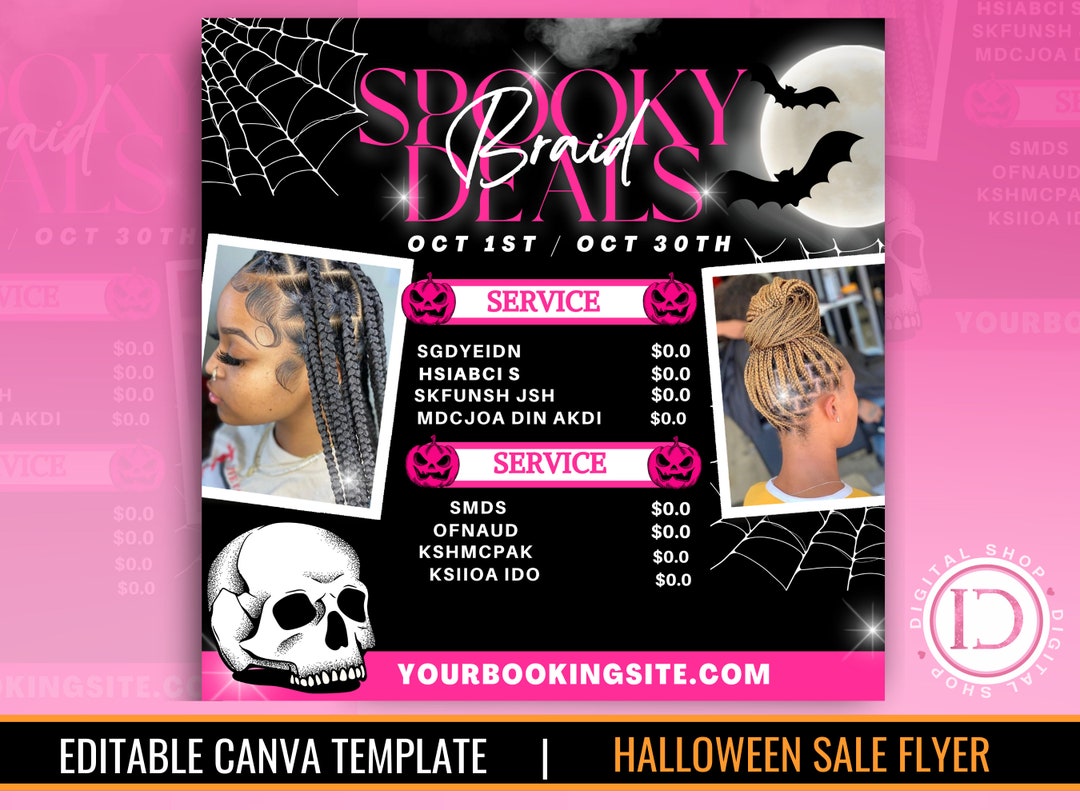 Halloween Flyer for Braids | Spooky Season Hair Flyer | Hair Special ...