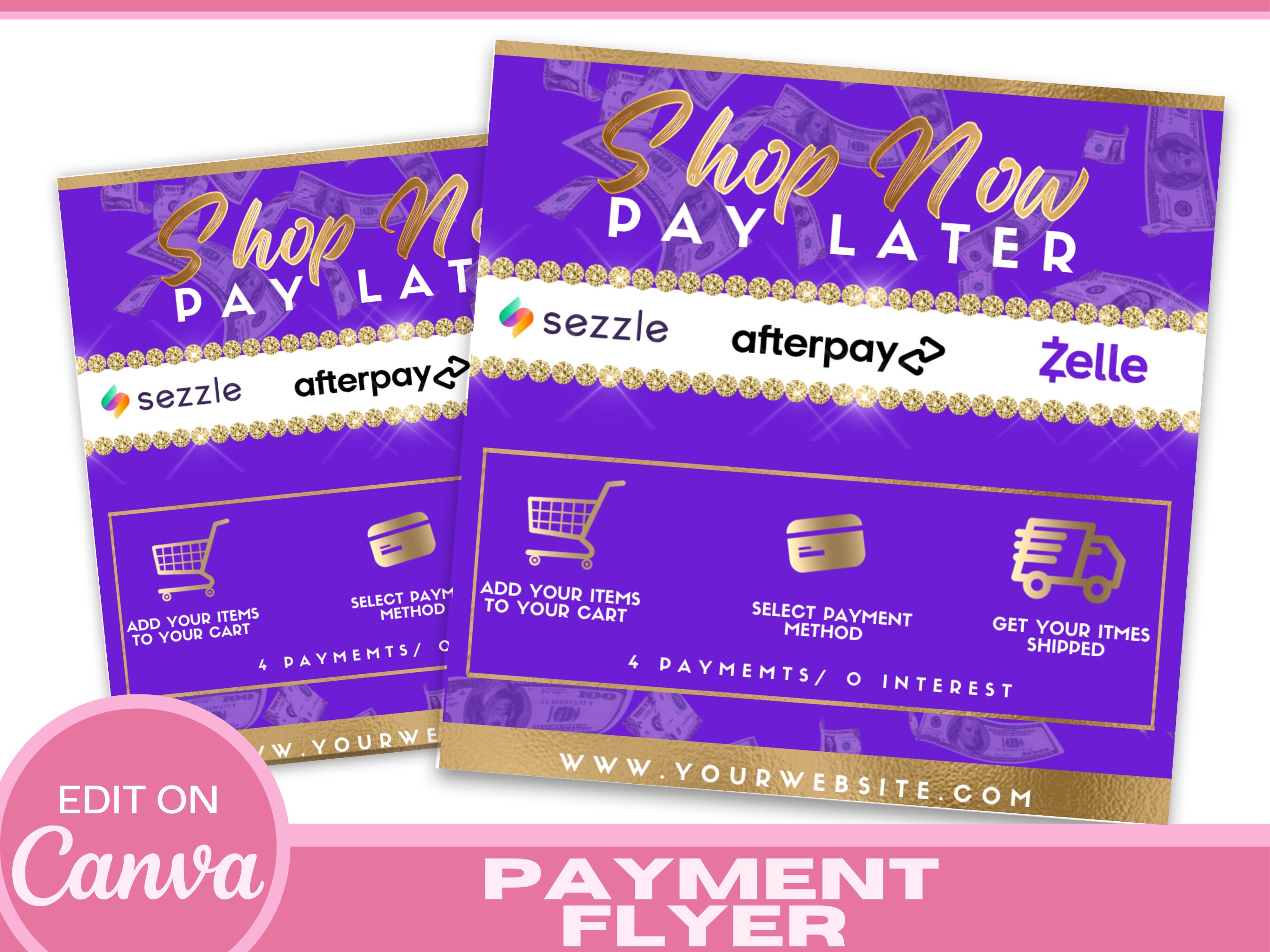 Sezzle Shop Now Pay Later Flyer Zelle Flyer After Pay Flyer - Etsy