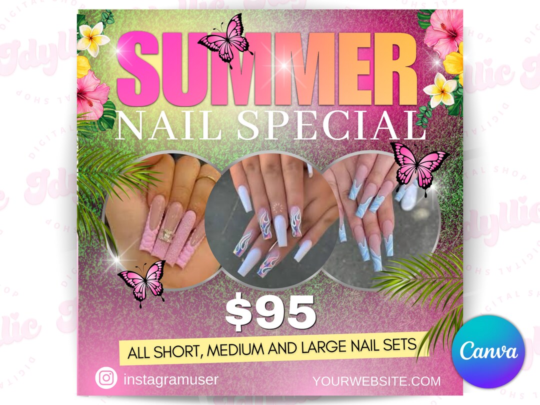 Summer Nail Flyer, Nail Special Flyer, Summer Sale Flyer, Canva ...
