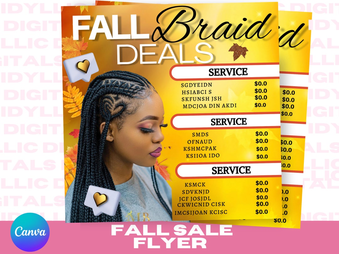 Fall Flyer | Hair Sale Flyer | Braids Flyer | October Bookings Template ...