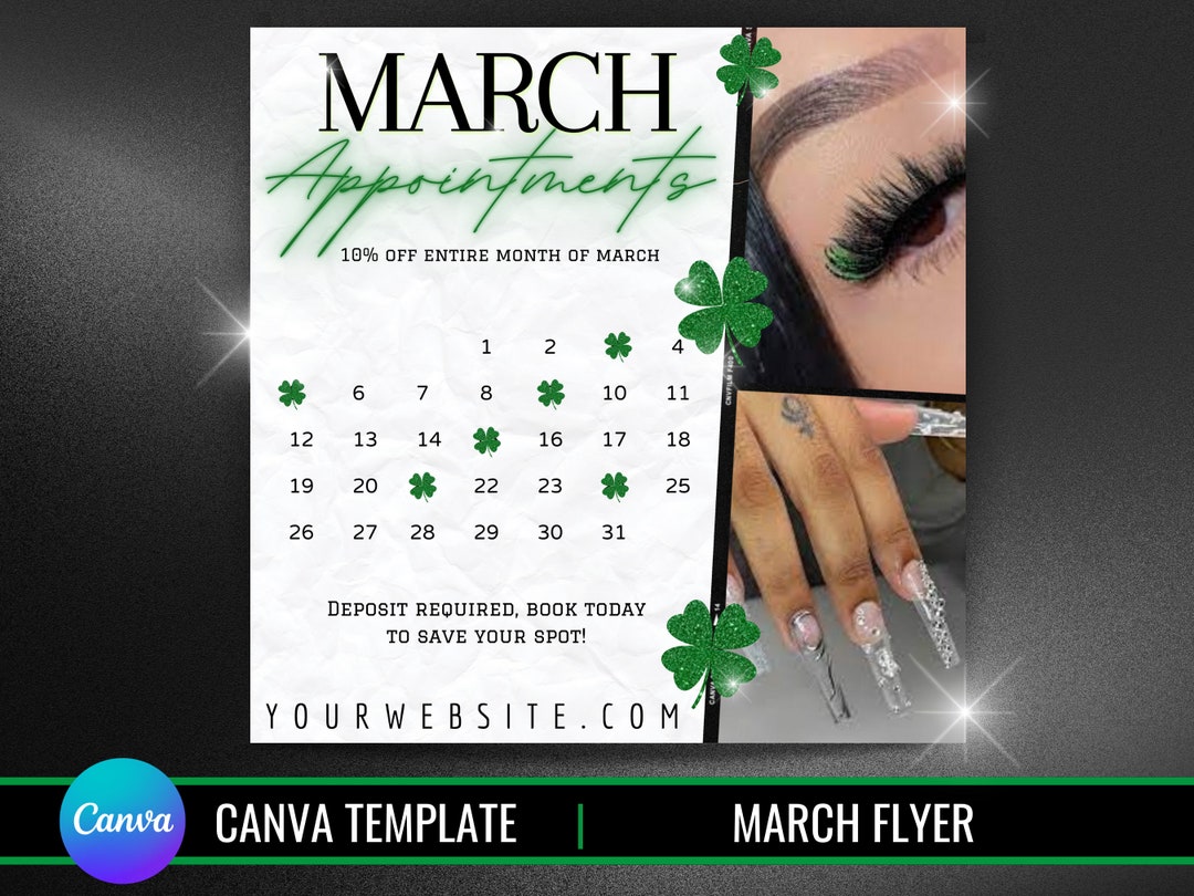 March Booking Flyer, March Sale Flyer, March Appointment Flyer, Book ...