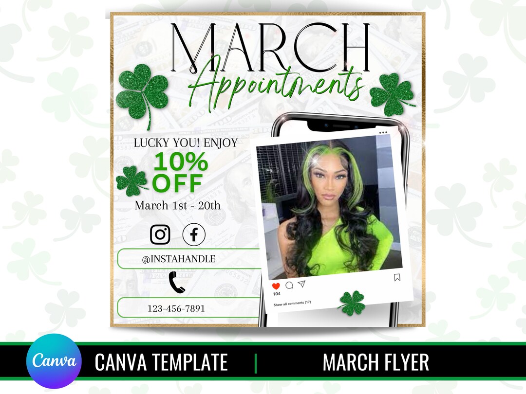 St Patricks Day March Appointments Flyer: Editable Canva Template - Etsy