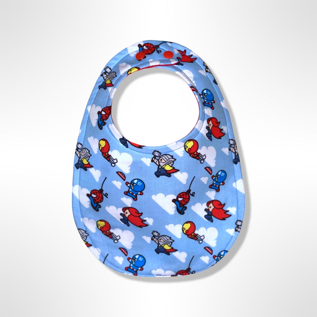 Superhero Friends Flying Comic Book Shield Bib Baby Toddler Child ...