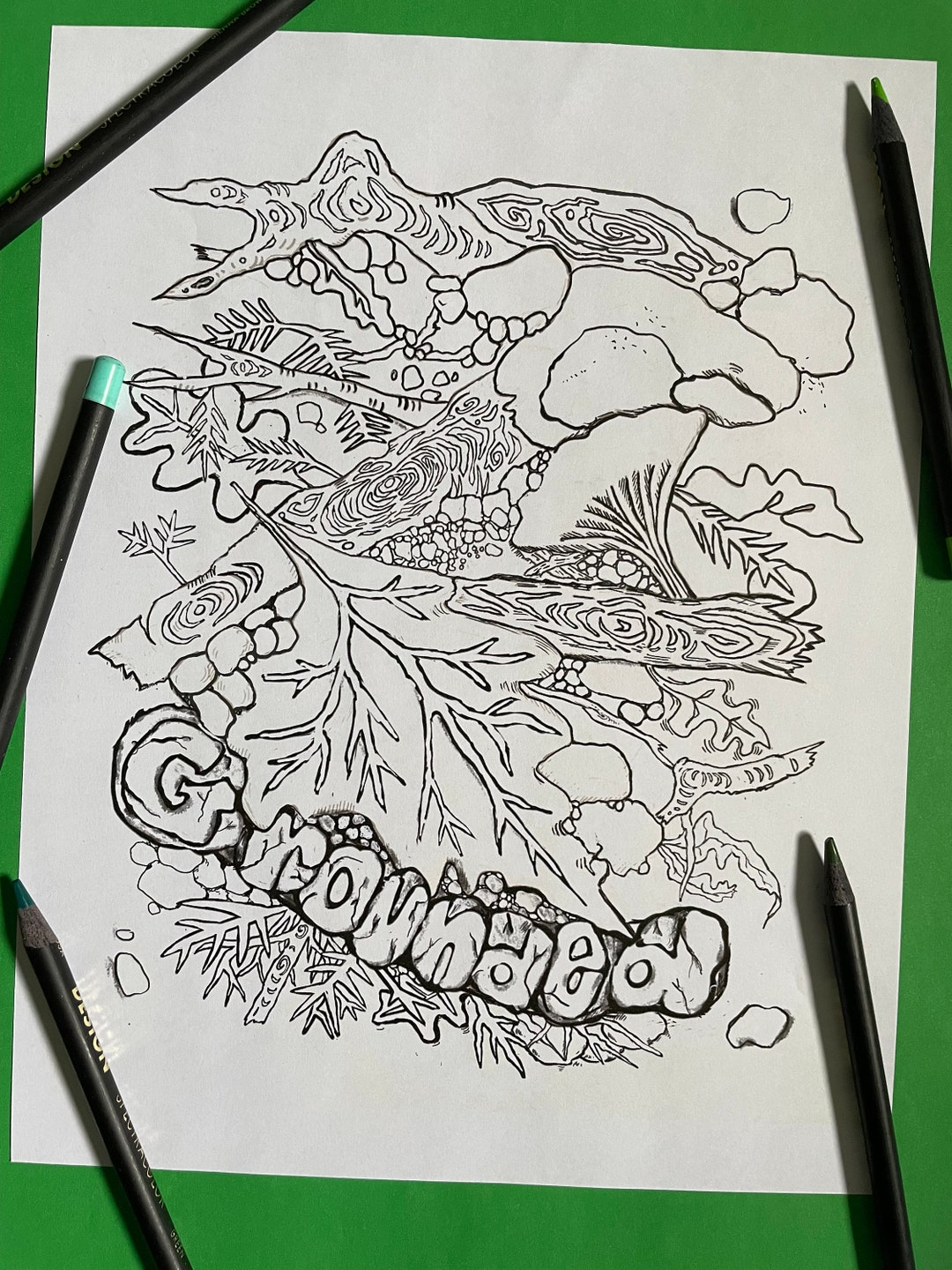 Grounded--adult Coloring Page Affirmation and Inspiration Hand-drawn ...