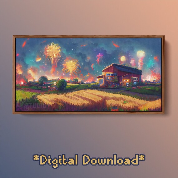 Summer Firework Farm inspired by Stardew Valley Art Print - Etsy