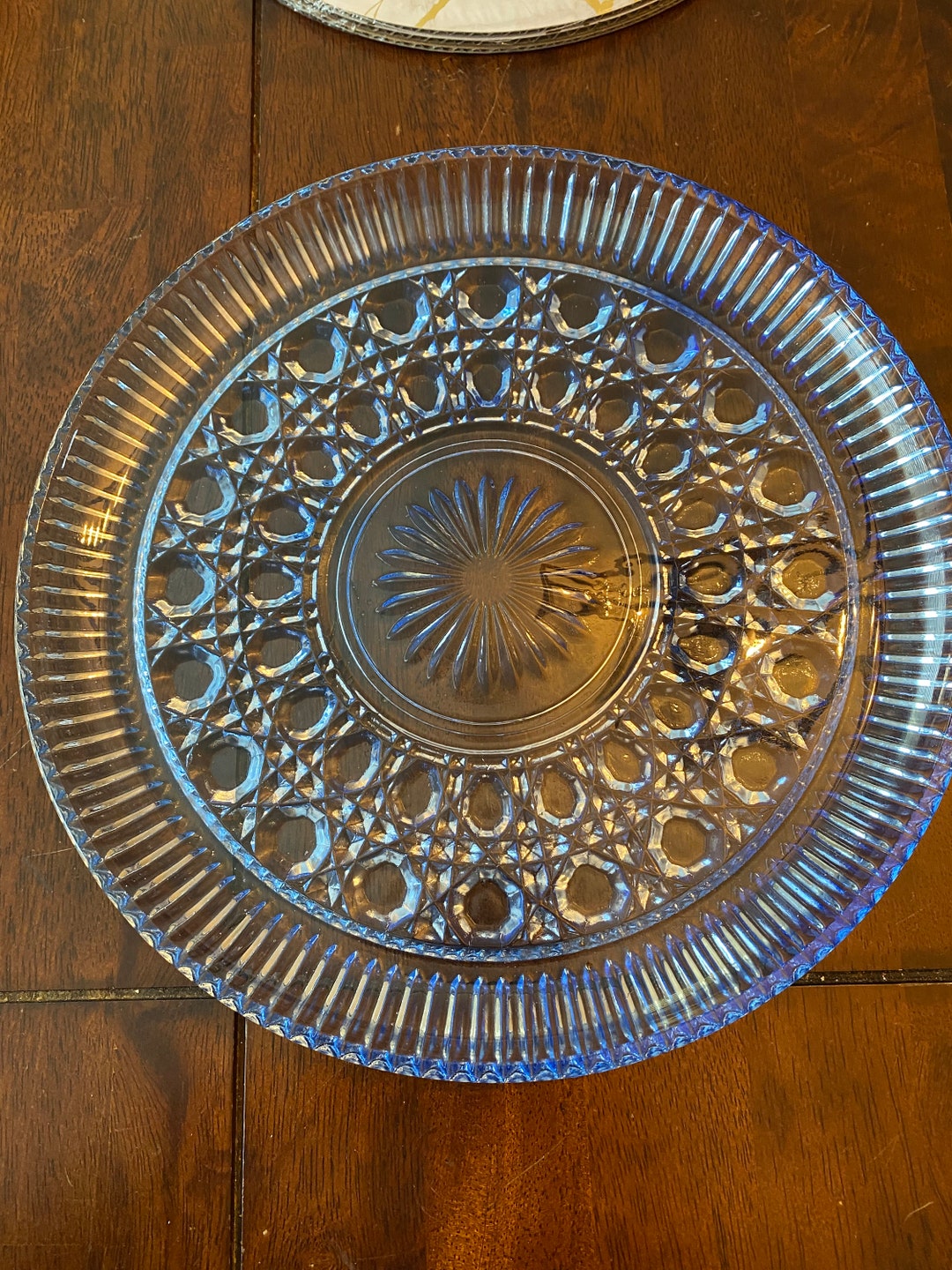 Blue Sunflower Vintage Glass Plate - Etsy
