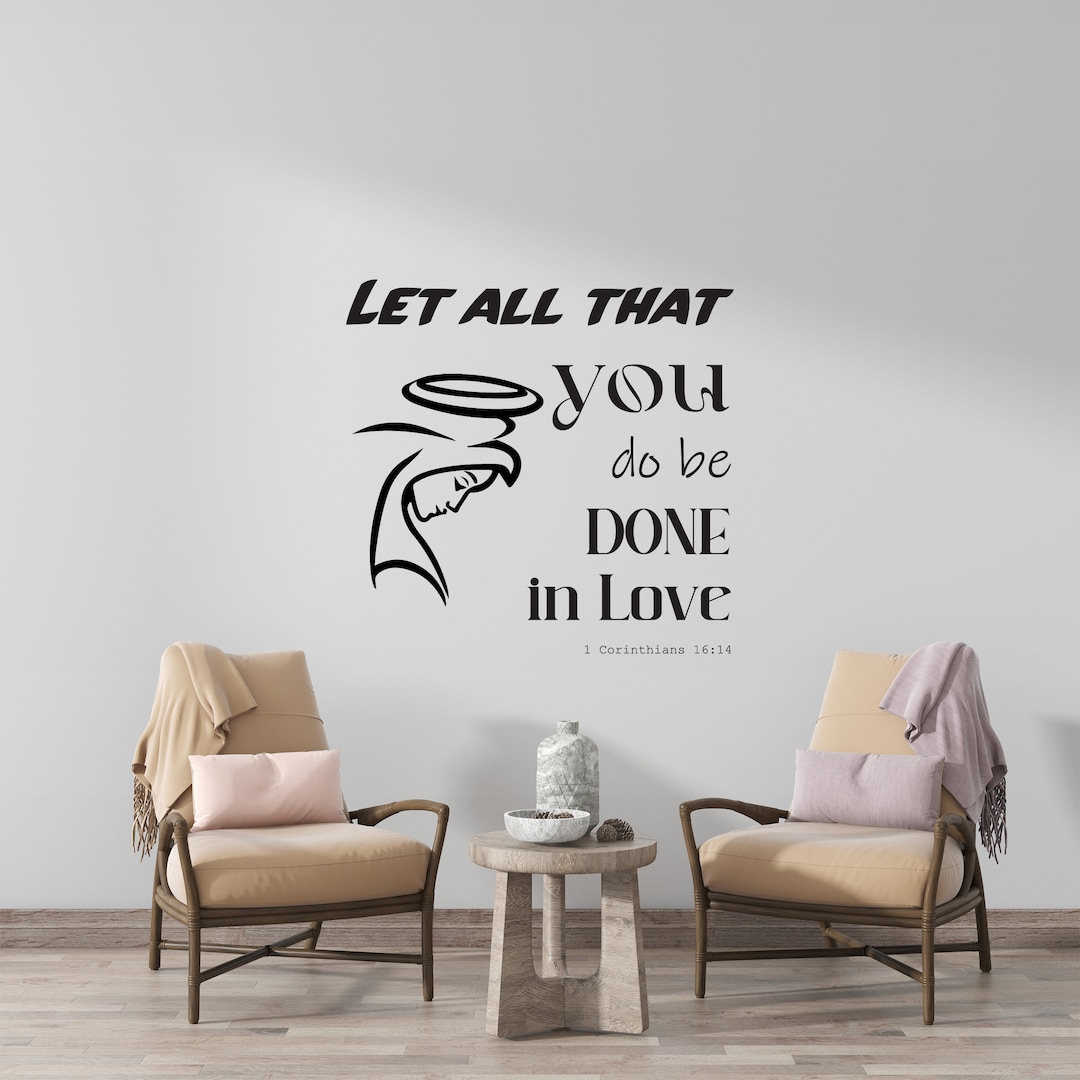 Bible Verse Wall Decals With Drawing - Religious Wall Decals for Living ...