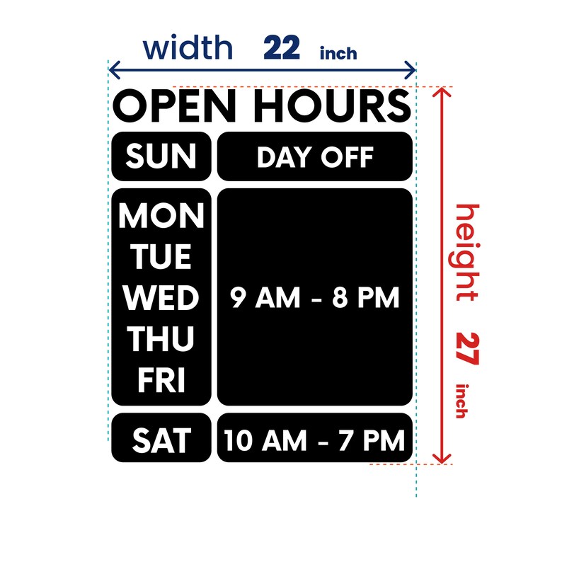 Vinyl Sticker Personalised Store Opening Hours Store Door - Etsy