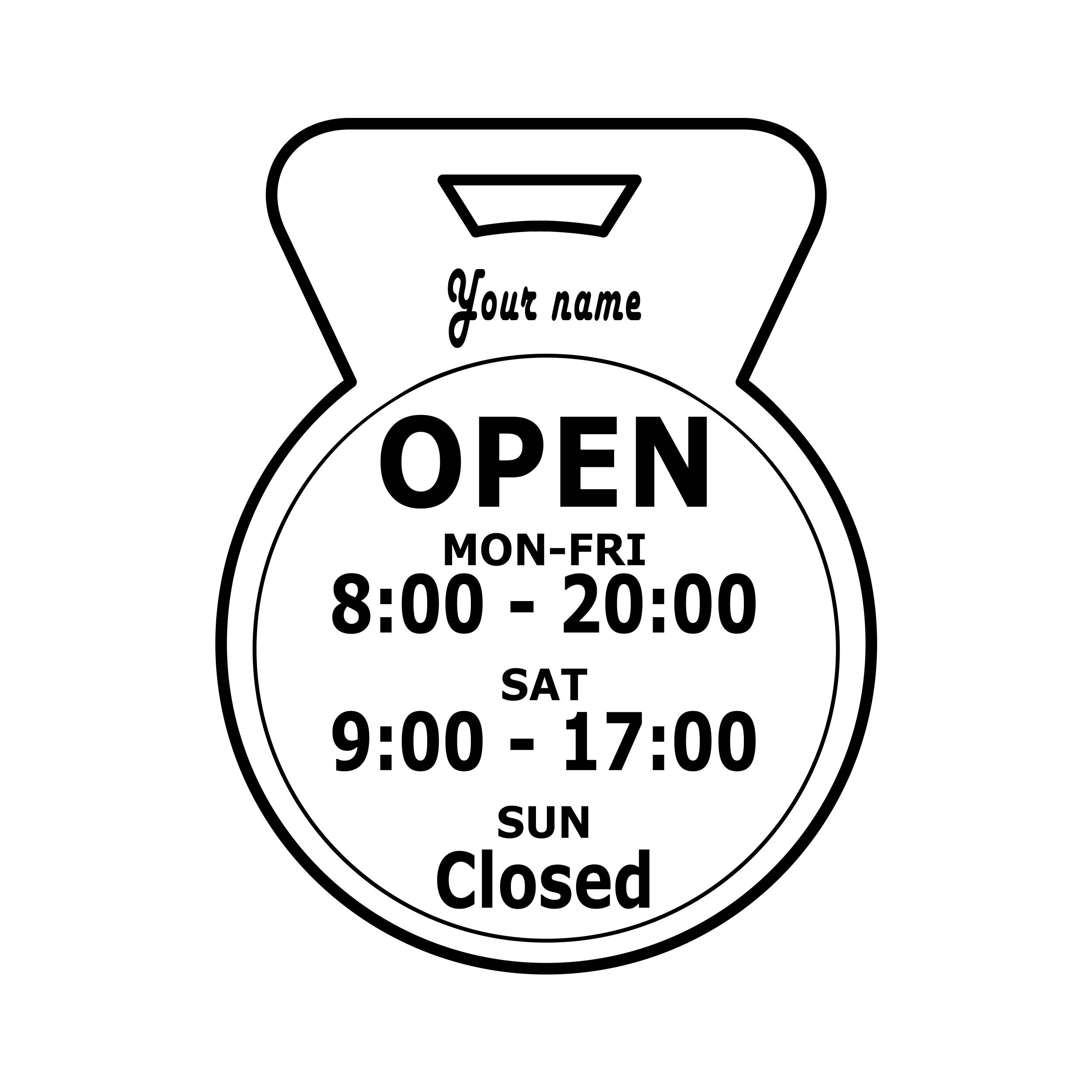 Creative Gym Custom Signs for Business Hours in Kettlebell Form ...