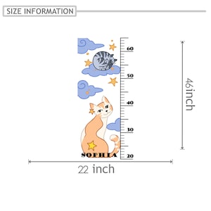 Cute Night Cats in Starry Sky Height Chart With Custom Name for Kids ...