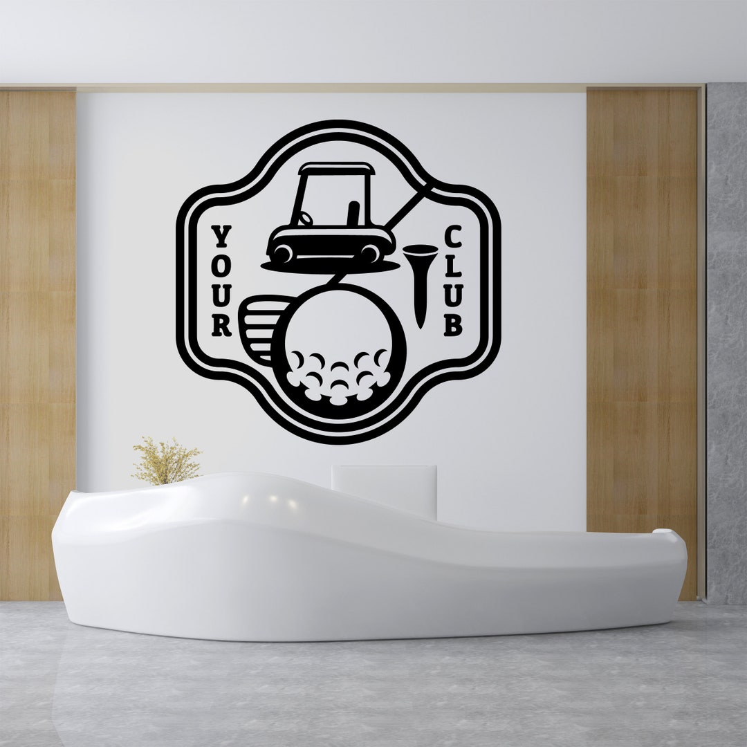 Golf Car Drawing Personalized Decals With Club Name - Golf Stickers ...