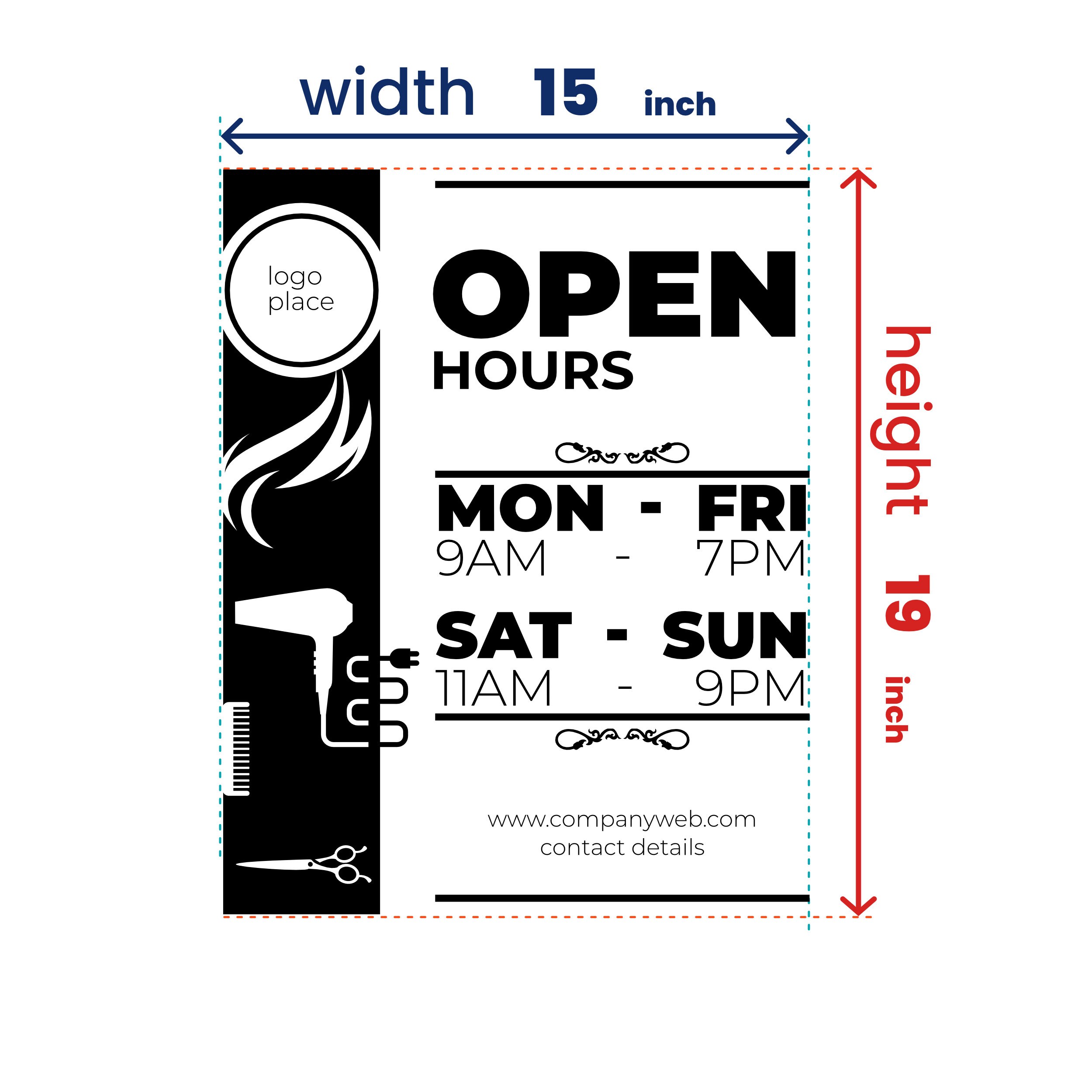 Beauty Salon Custom Shop Signs Business Hours Decal Sticker Working ...