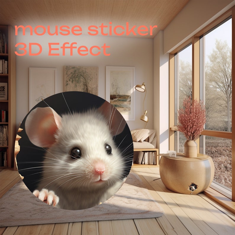 Mouse Hole Wall Decor Sticker Mouse Hole 3D Wall Sticker Mouse Reading ...