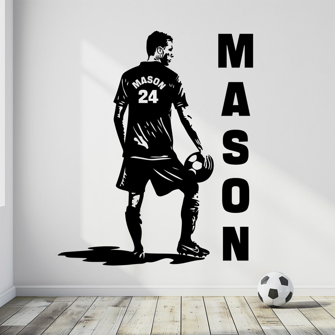 Soccer Silhouette Wall Decal - Large Soccer Player Wall Decal - Size ...
