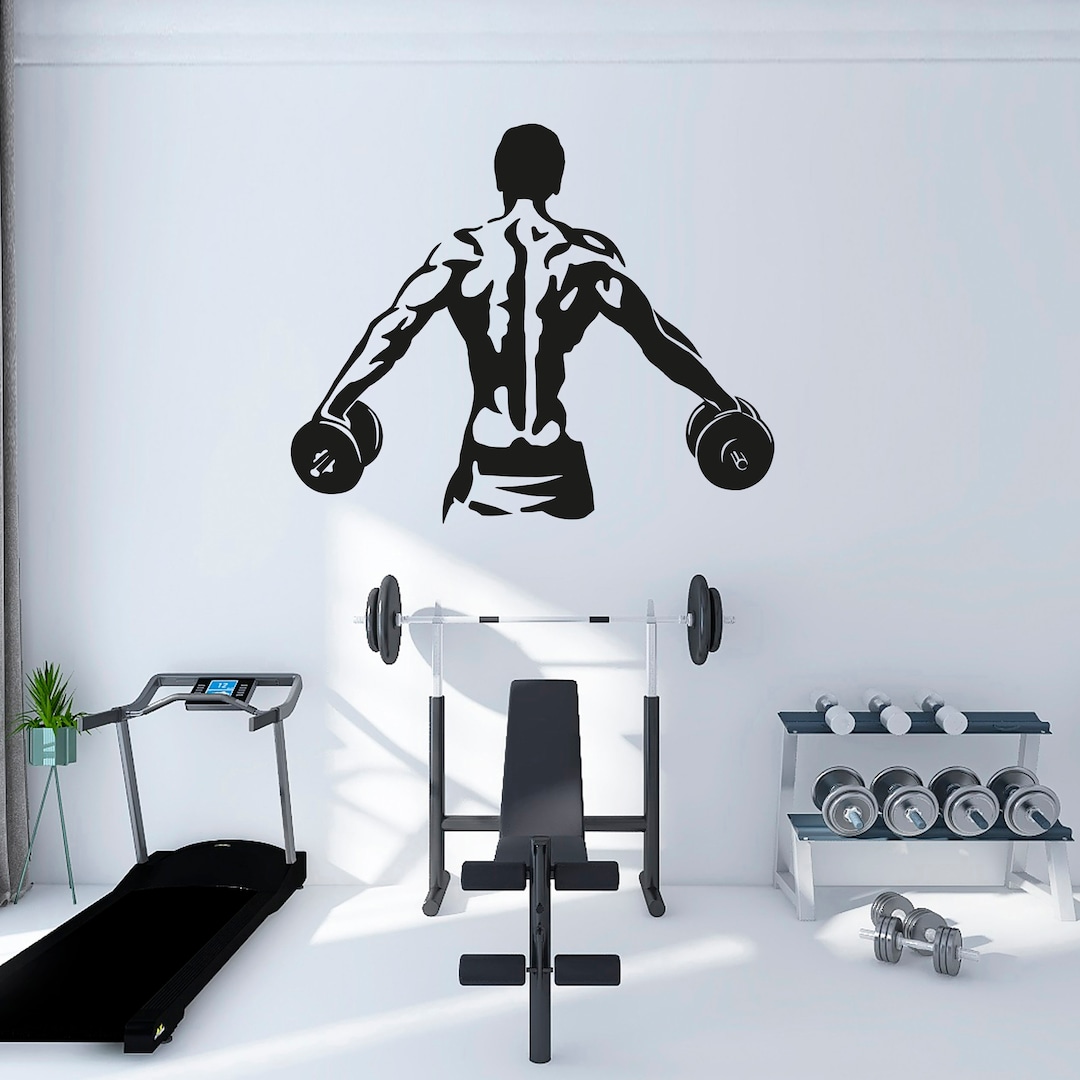 Bodybuilder With Weights Drawing Gym Home Decor - Picture of ...